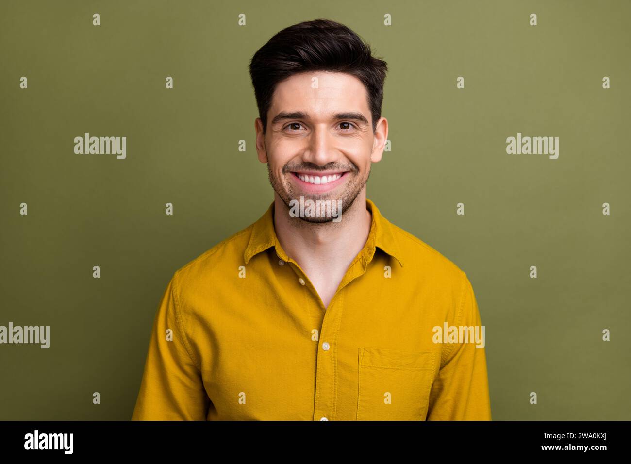 Portrait of cheerful successful young corporate man beaming smile ...