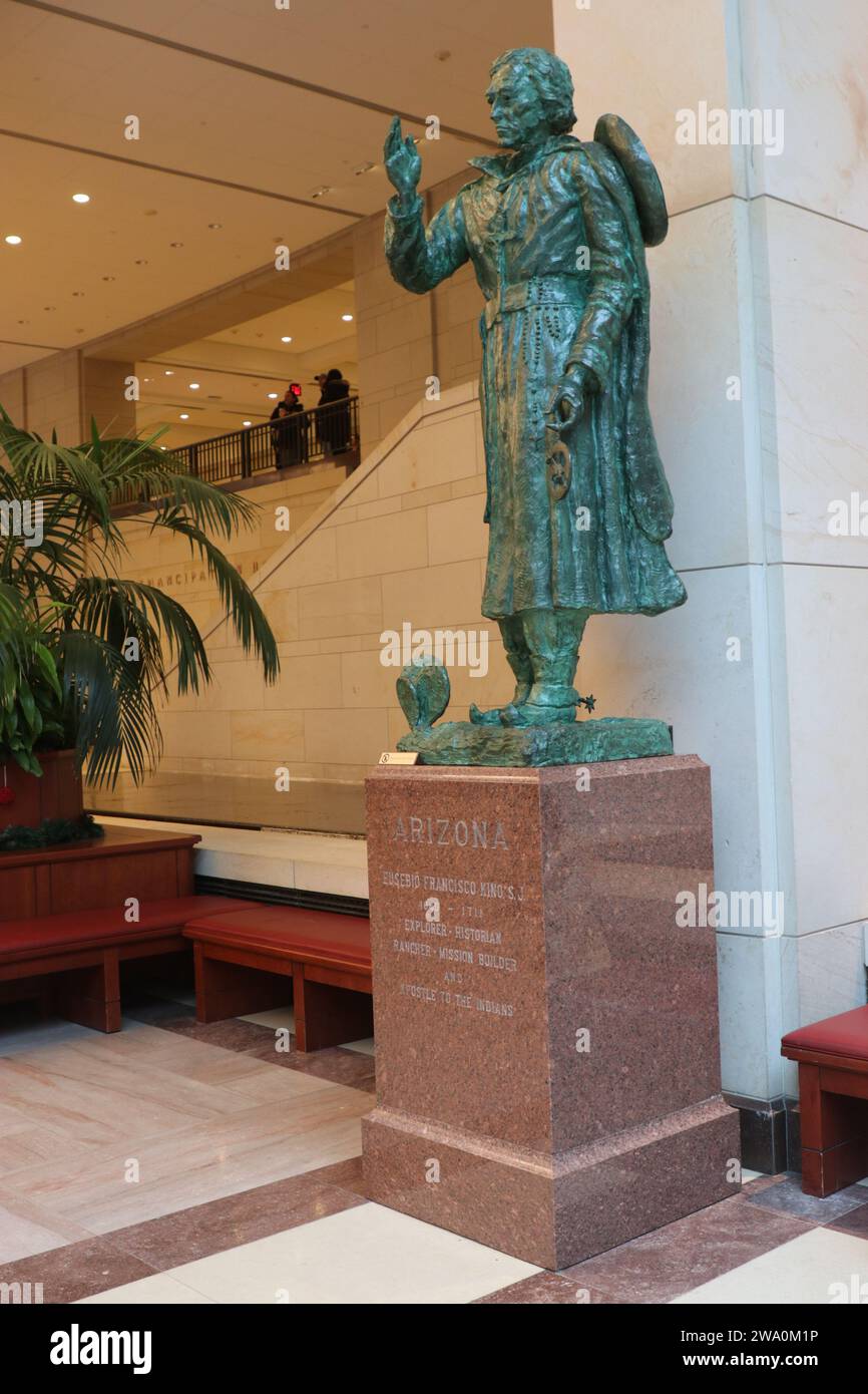Statue of Eusebio Francisco Kino from Arizona in the US Capitol Stock ...