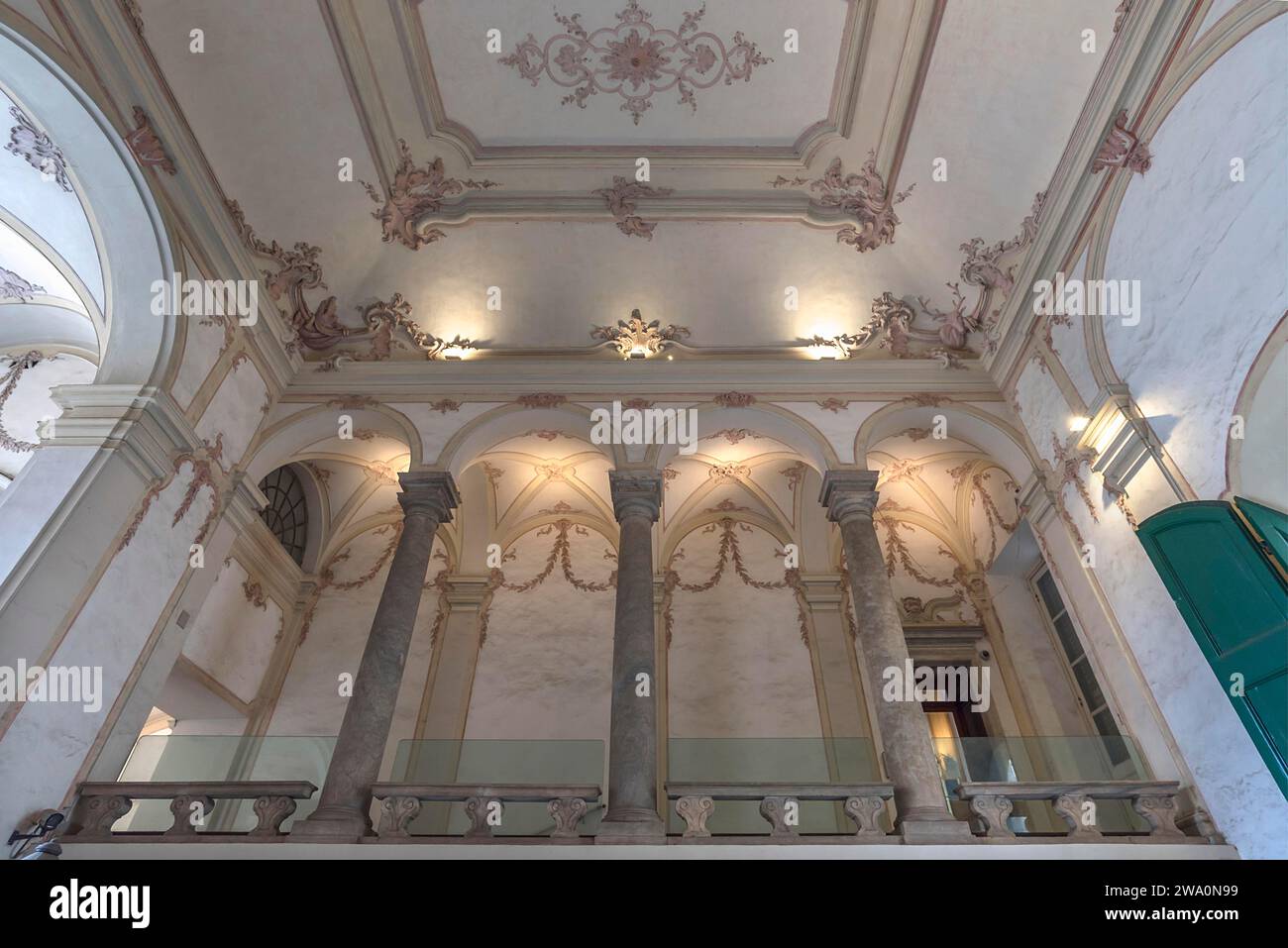 Colonnade in the vestibule of the former baroque Palazzo Reale, now the ...