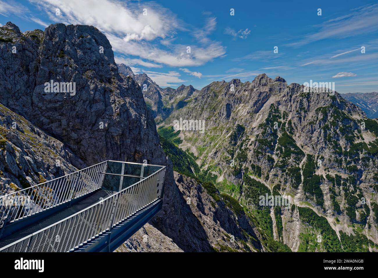 Viewing platform in the mountains with a view of the surrounding rock ...