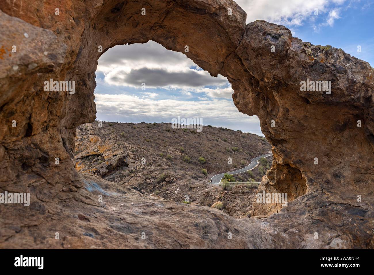 Stone arches, Arches, View to the mountains, Barranco de la Negra, Gran ...