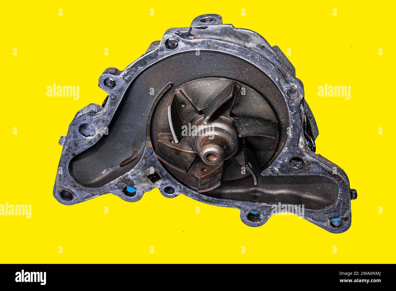 Car water pump on yellow isolated background Stock Photo - Alamy