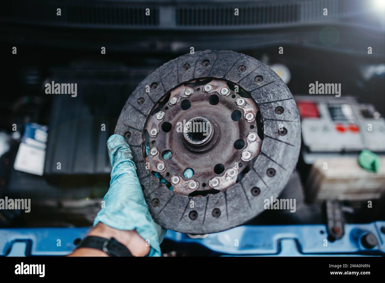 Car transmission clutch kit. disc and clutch basket Stock Photo - Alamy