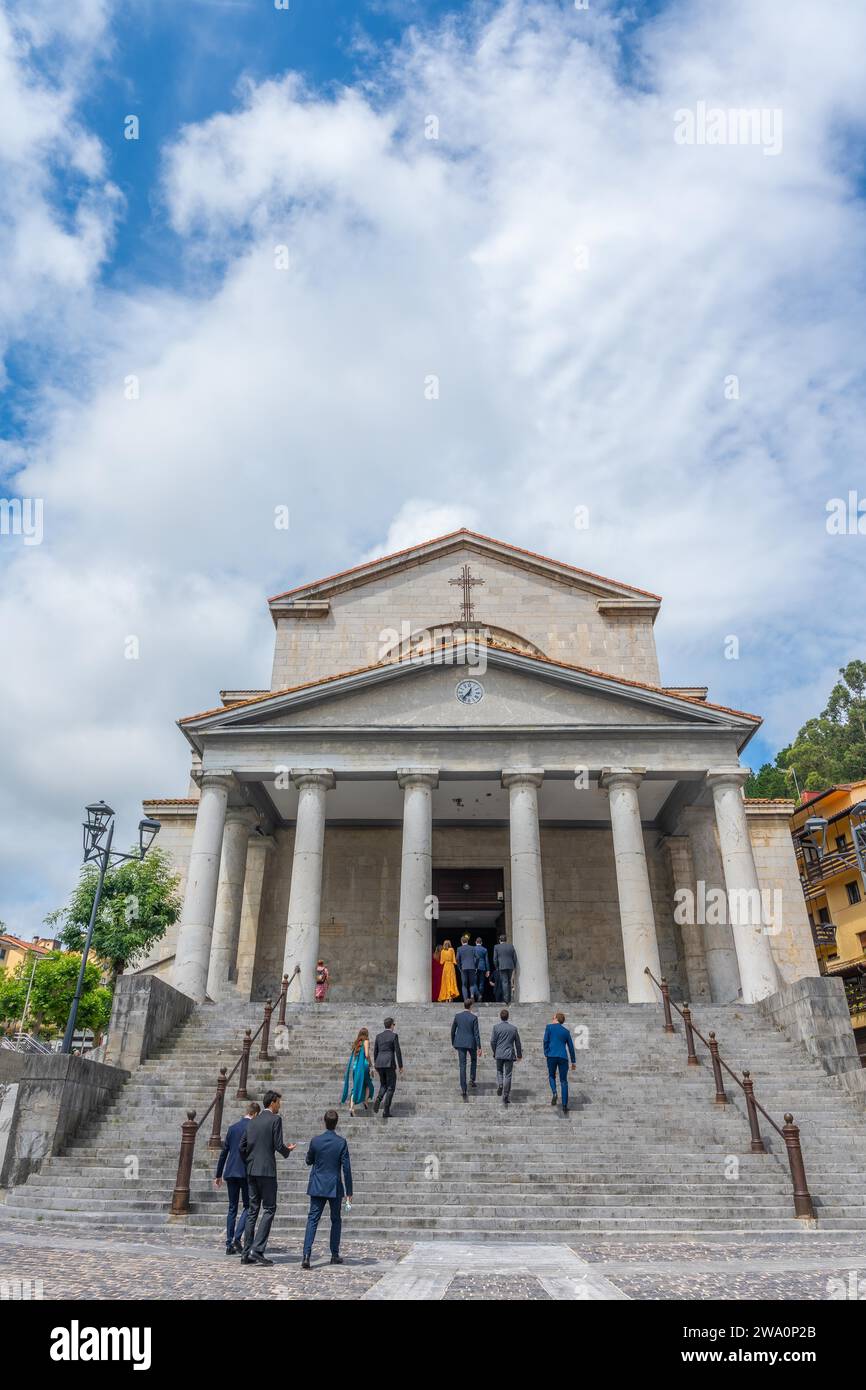 Guests at a wedding in the church of Our Lady of the Assumption in the ...