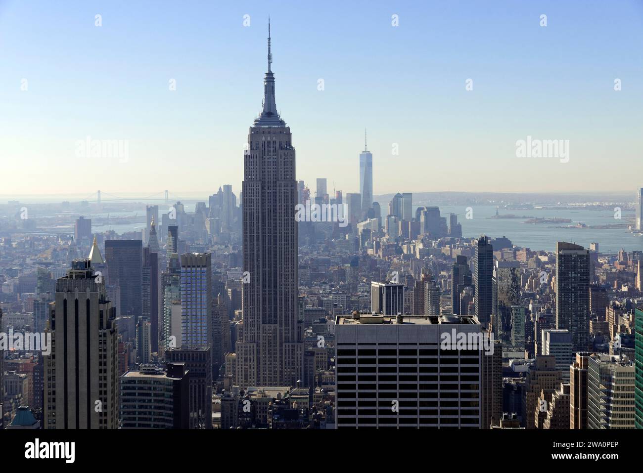 Panorama from the Top of the Rock viewing platform in Rockefeller ...
