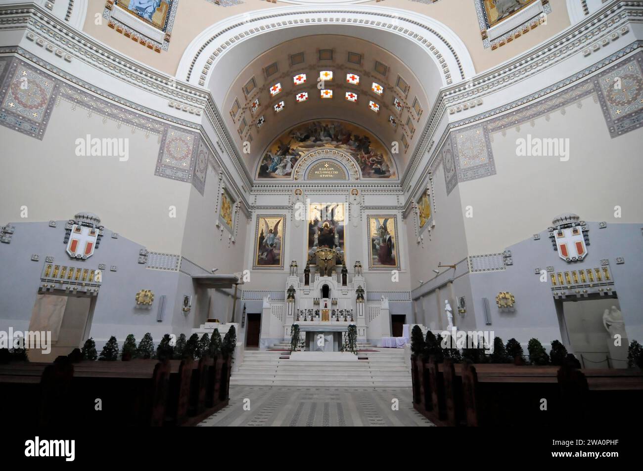 Interior view of the Karl Borromäus Church, Vienna Central Cemetery ...