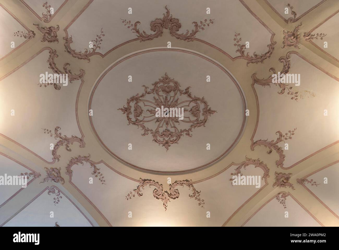 Detailed view of the historic stucco ceiling in the Palazzo Reale ...