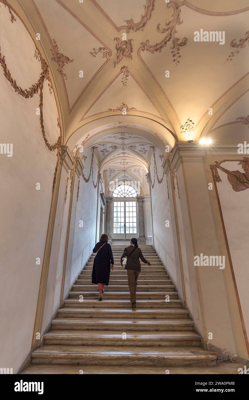 Staircase in the Palazzo Reale, former baroque royal palace, Via Balbi ...