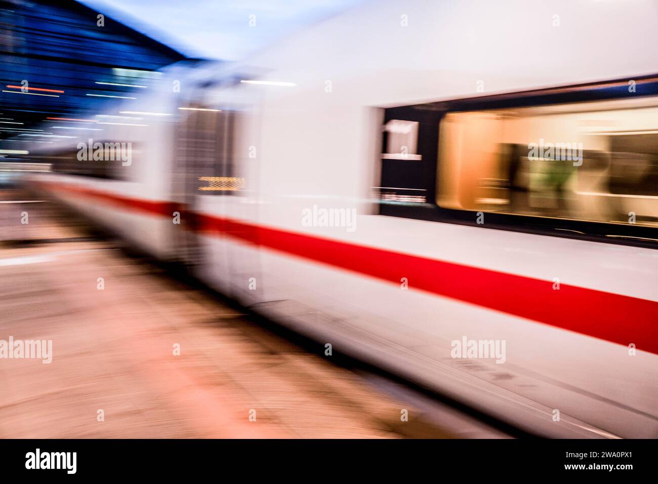 1st class carriages of a Deutsche Bahn ICE train, passing through ...