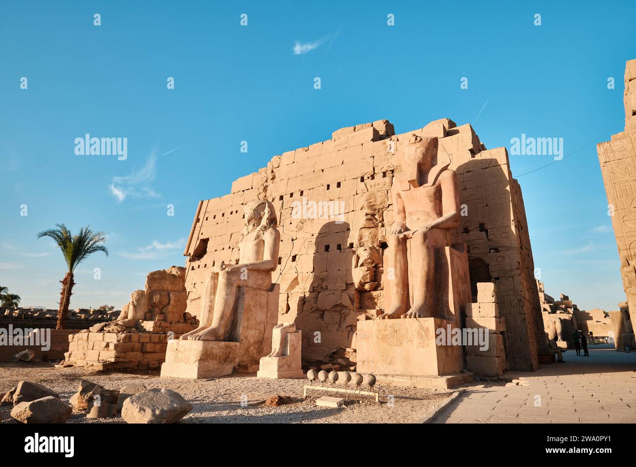 Luxor, Egypt - January 2, 2024: Monumental Pharaoh Thutmose II statues ...