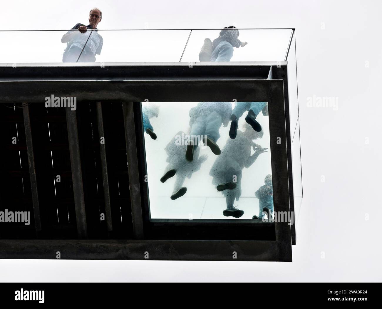 Visitors on the roof terrace of Salling department stores' standing on ...