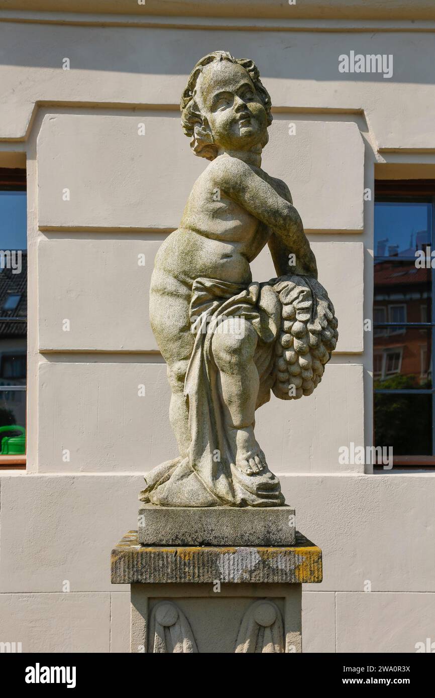 Sculpture, stone figure, putti in front of Gammertingen Castle, Speth ...