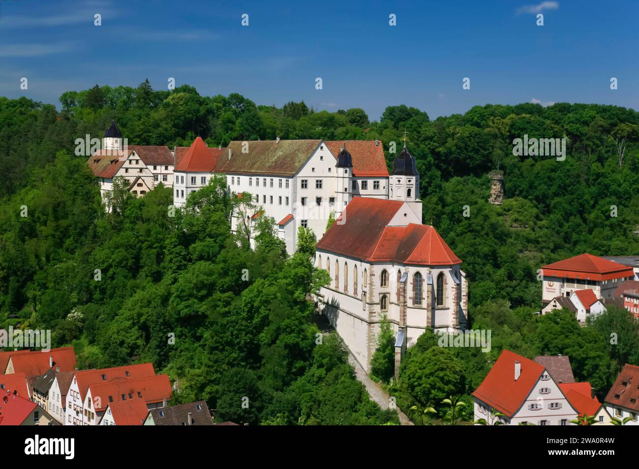 View of Haigerloch Castle in the Eyachtal valley, 1580 construction of ...