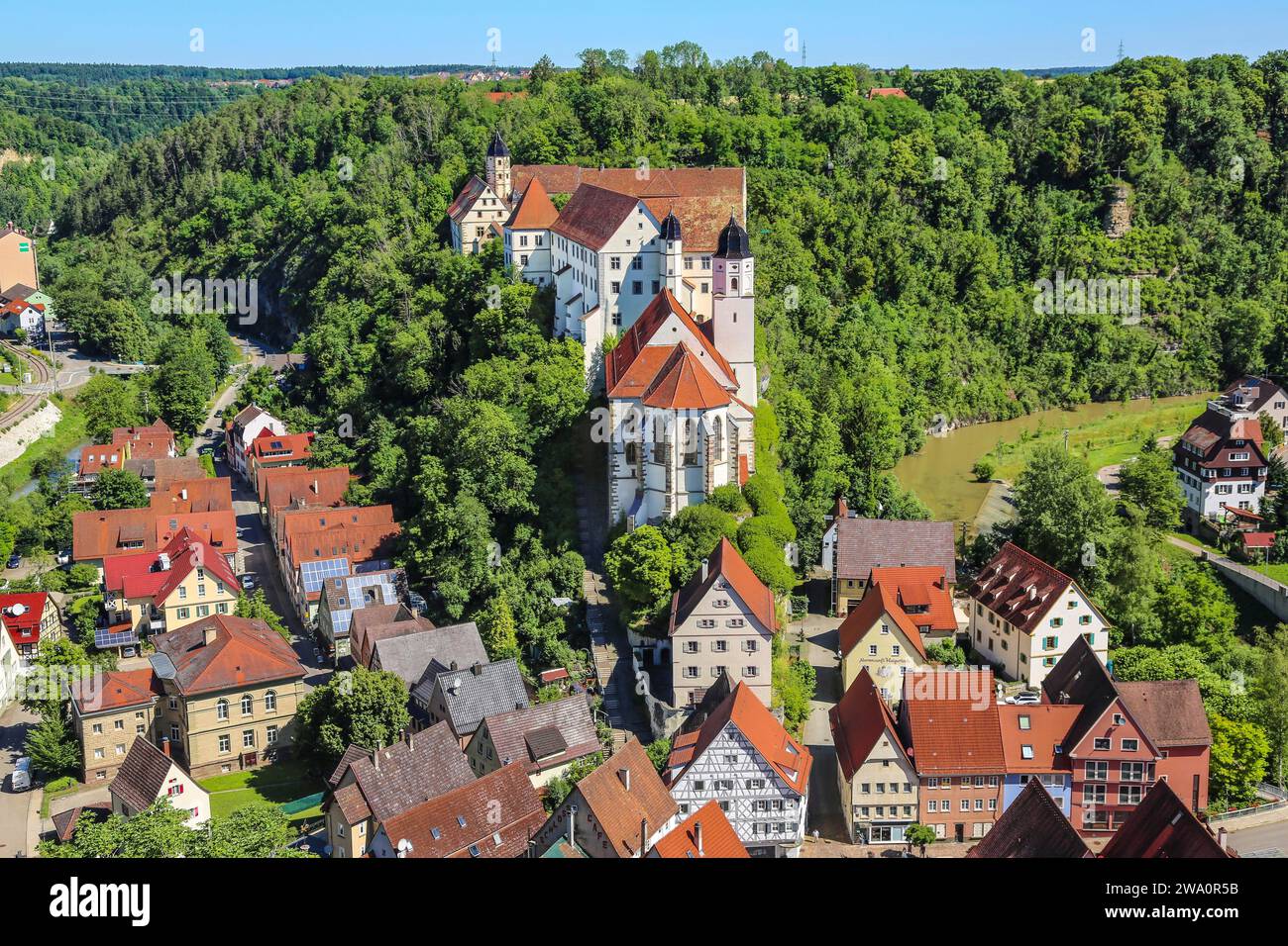 View of Haigerloch Castle in the Eyachtal valley, 1580 construction of ...