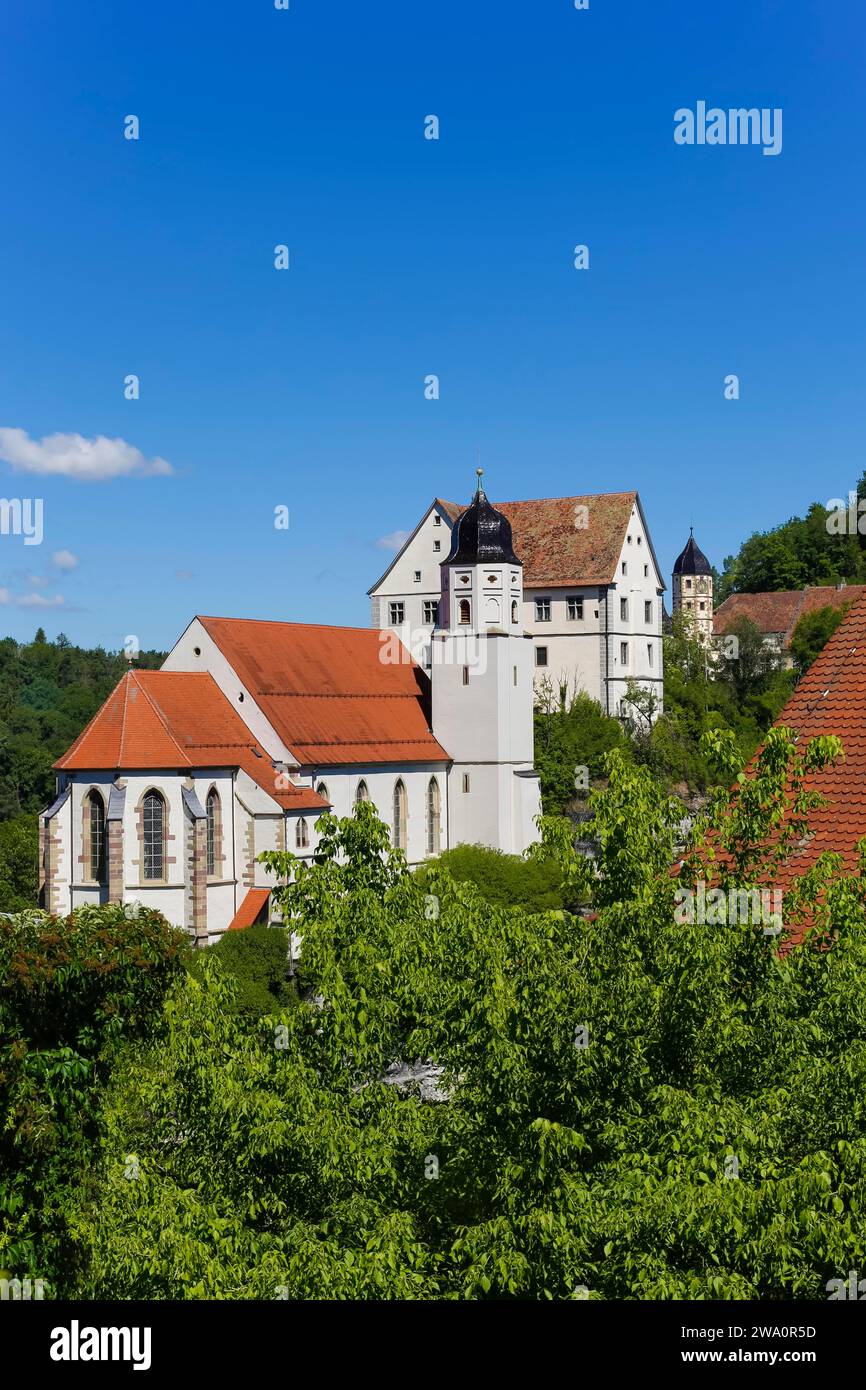 View of the castle church, behind Haigerloch Castle in the Eyachtal ...