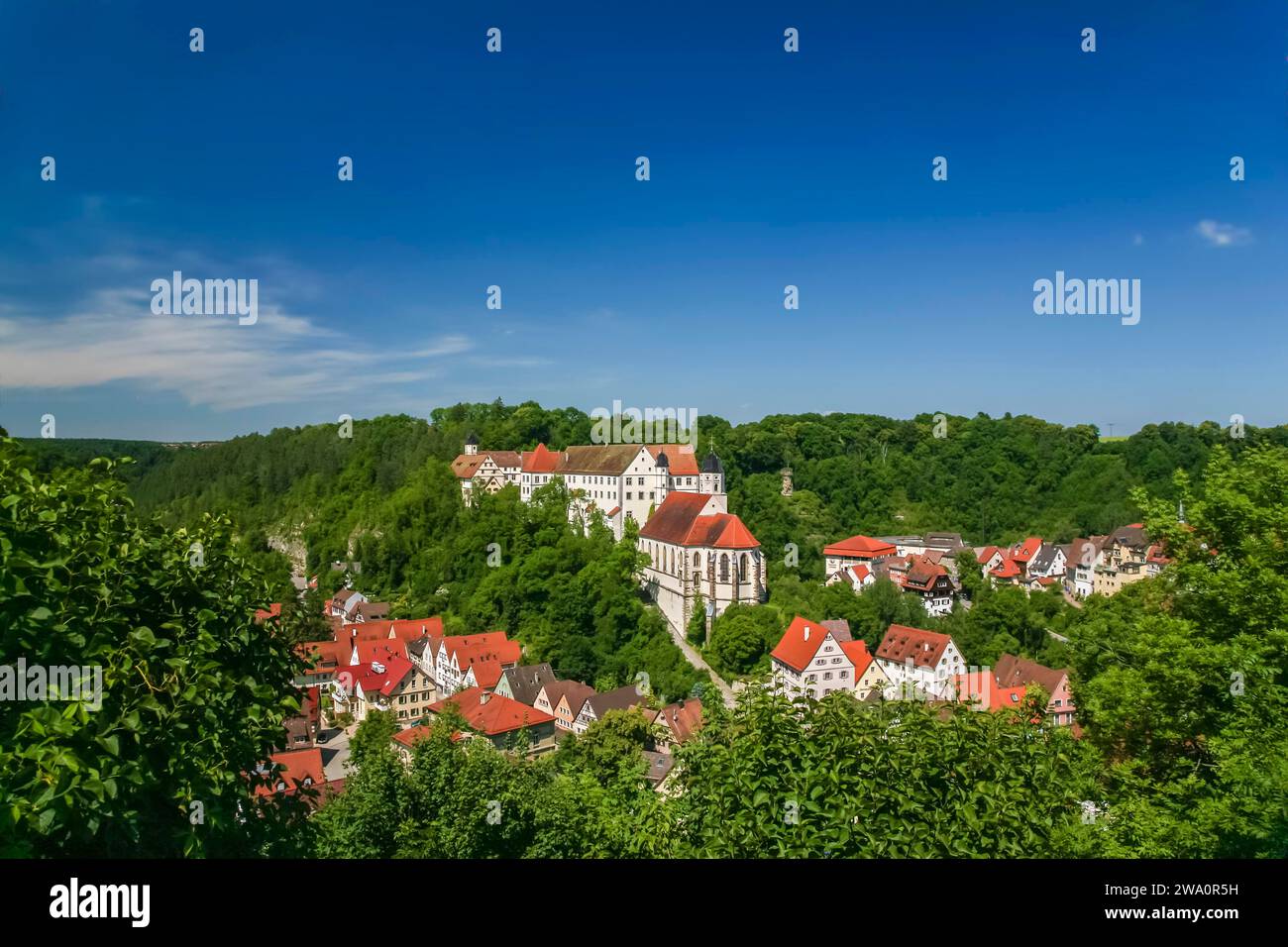 View of Haigerloch Castle in the Eyachtal valley, 1580 construction of ...