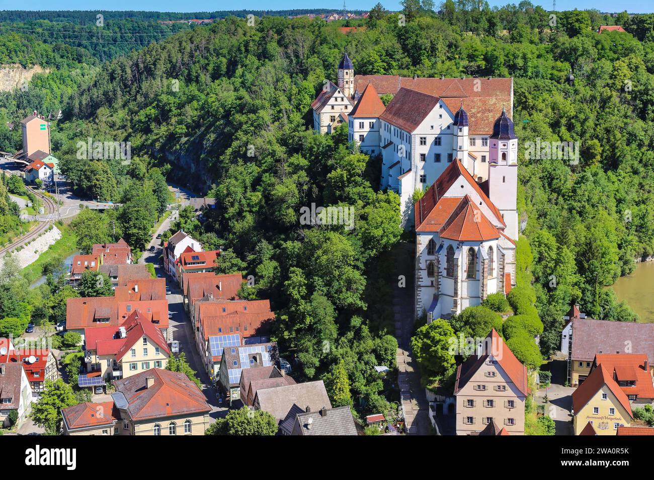 View of Haigerloch Castle in the Eyachtal valley, 1580 construction of ...