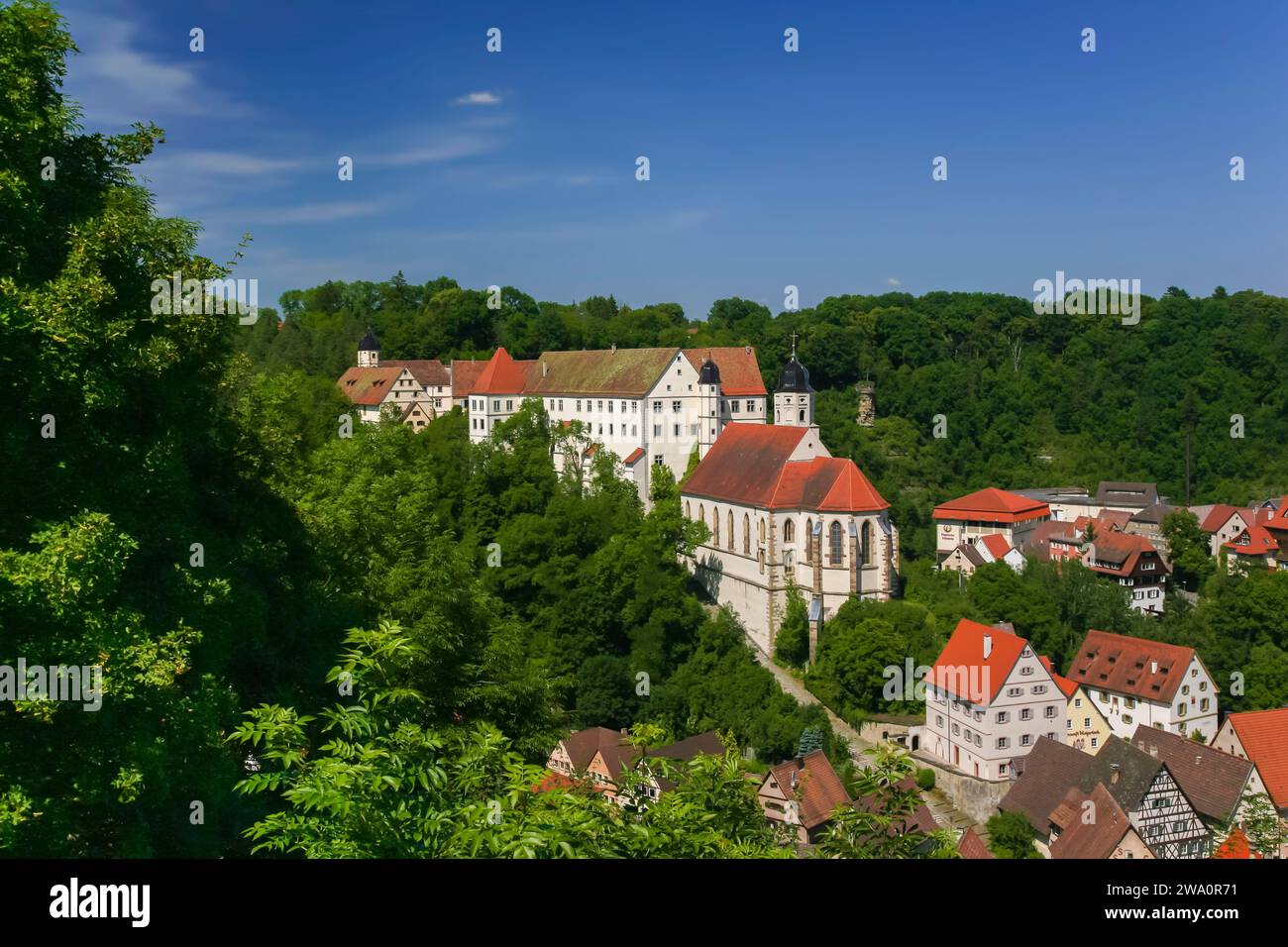 View of Haigerloch Castle in the Eyachtal valley, 1580 construction of ...