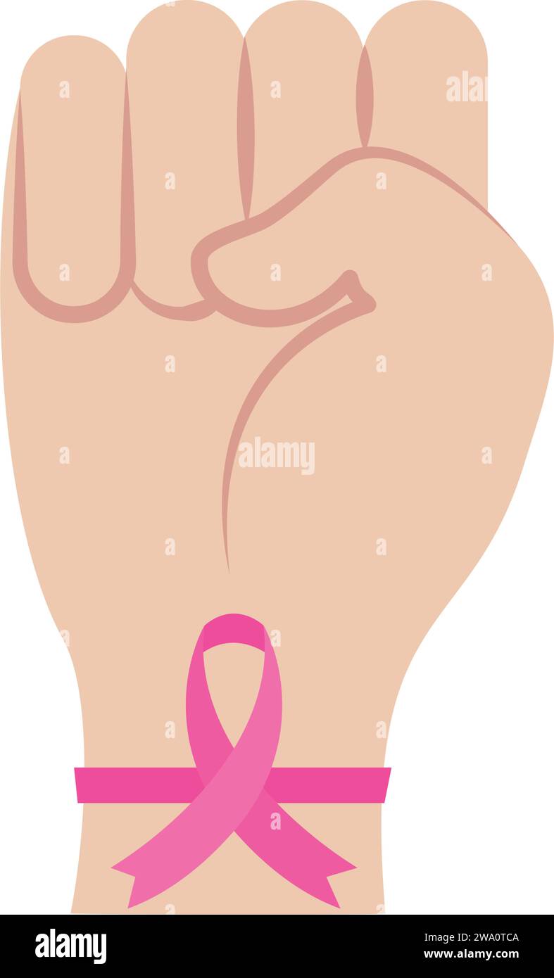 world cancer day raised hand with ribbon Stock Vector Image & Art - Alamy