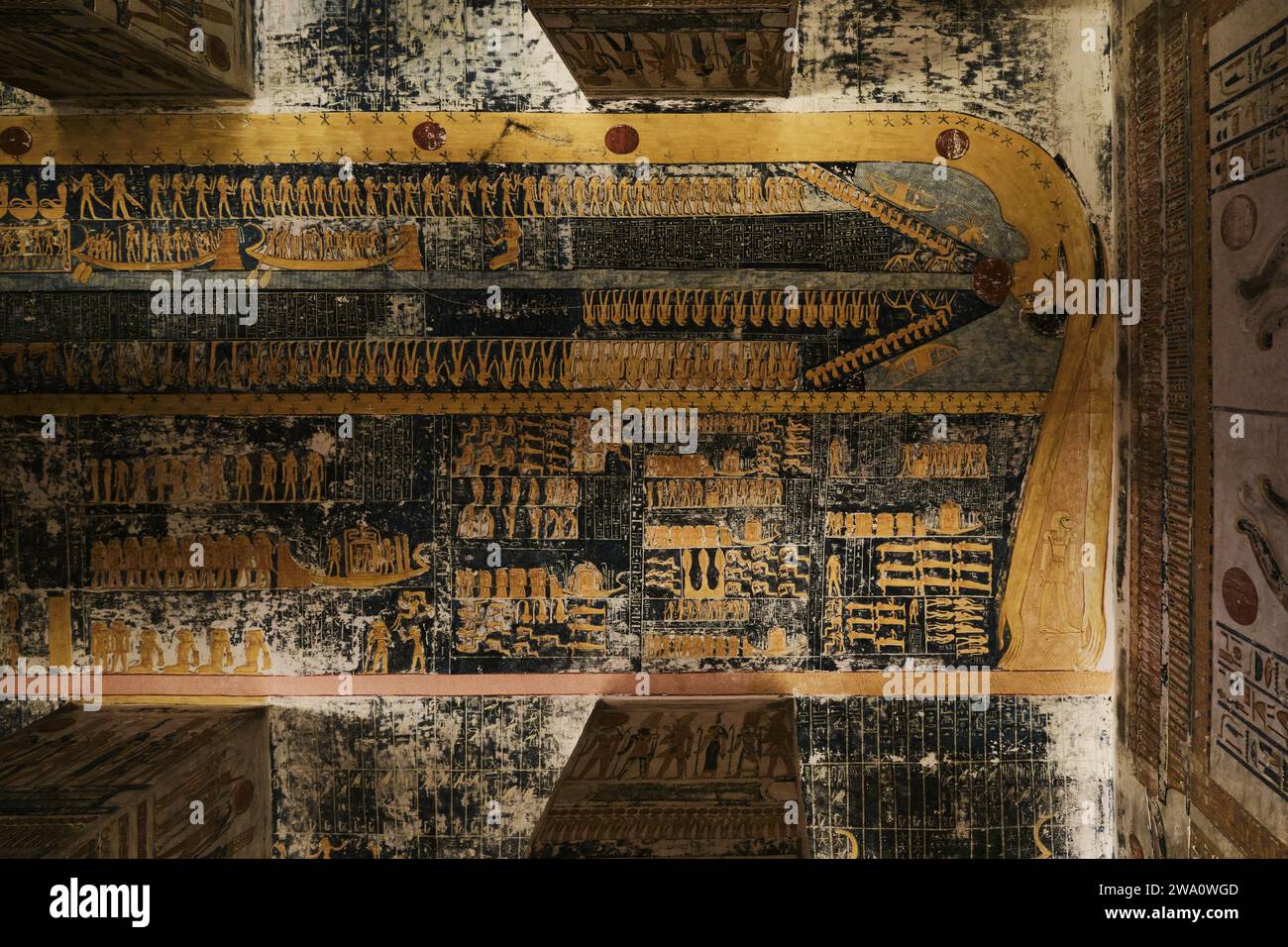 Luxor, Egypt - January 2, 2024: Colorful hieroglyphs on the ceiling in ...
