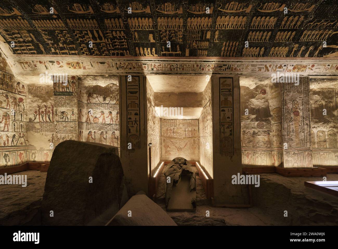 Luxor, Egypt - January 2, 2024: Colorful hieroglyphs on the wall in ...