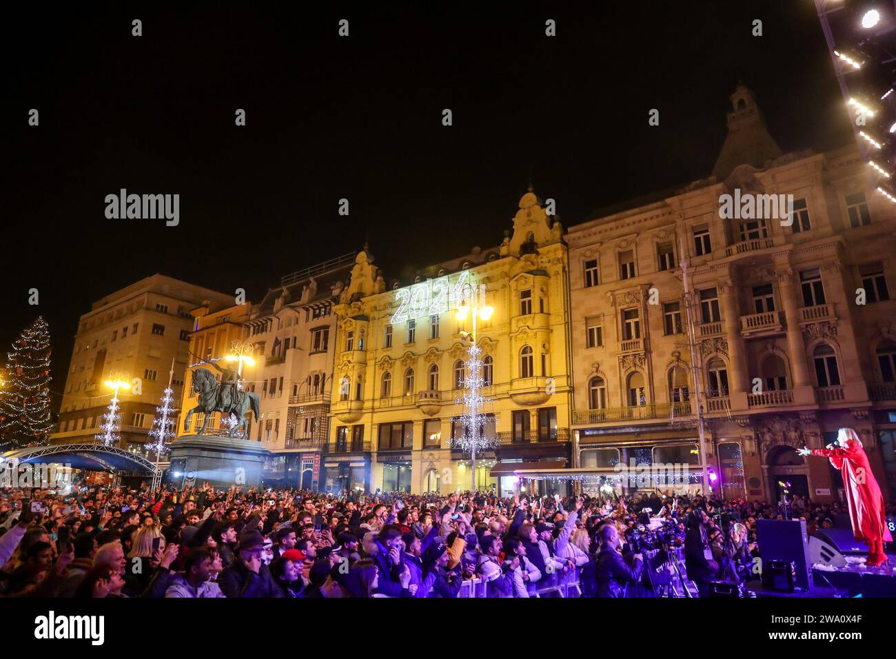 Zagreb, Croatia. 01st Jan, 2024. People celebrate the New Year 2024 on ...