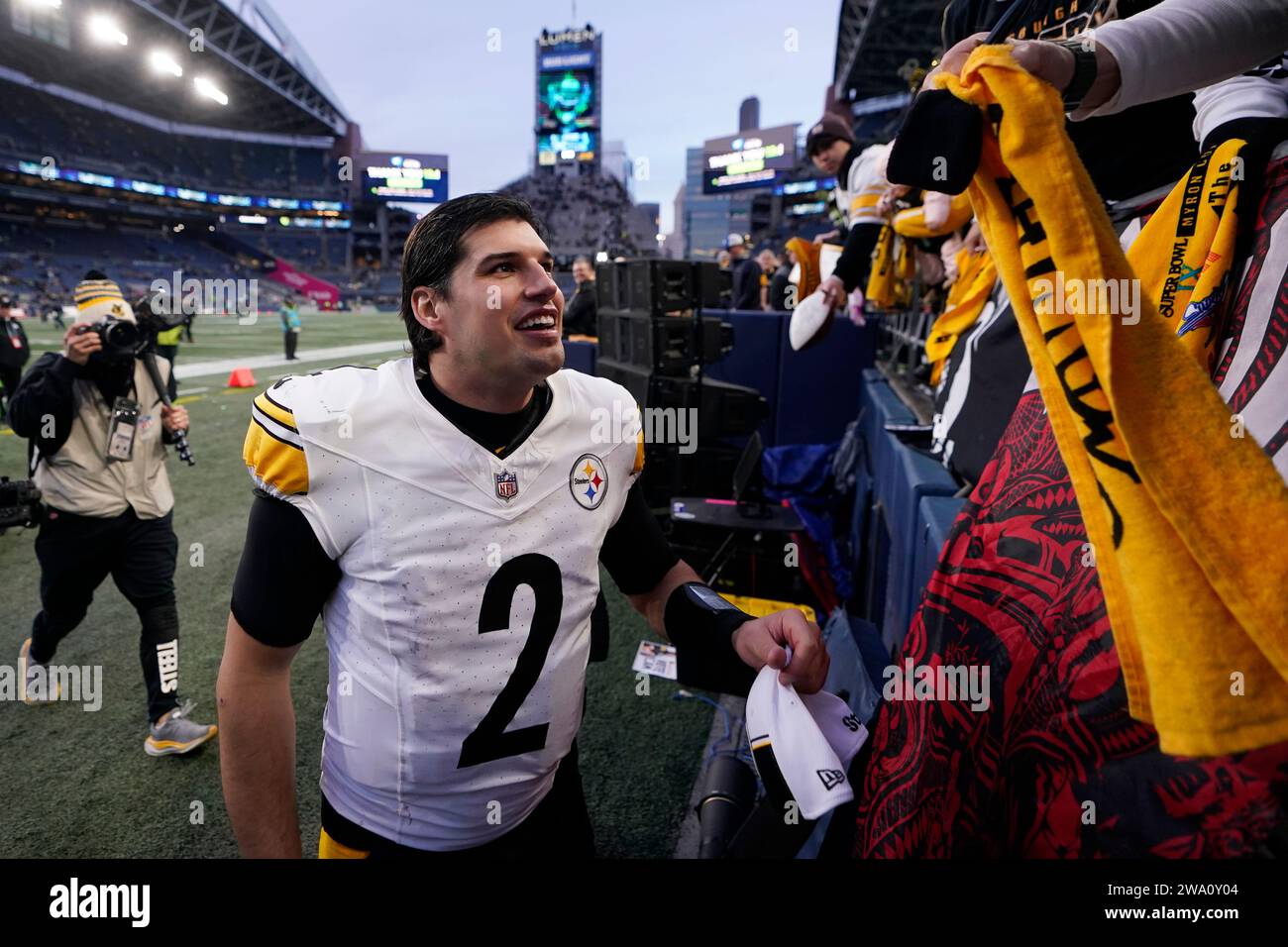 Pittsburgh Steelers quarterback Mason Rudolph leaves the field after an ...