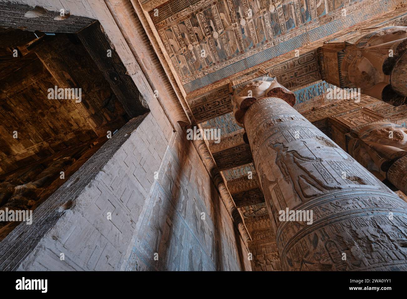 Qena, Egypt - December 27 2023: Columns of the Hypostyle Hall in Temple ...