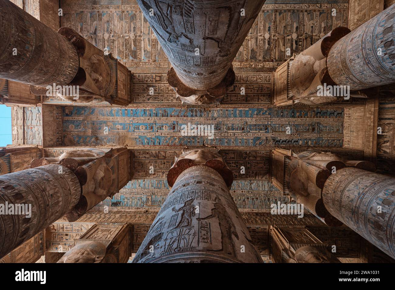 Qena, Egypt - December 27 2023: Columns of the Hypostyle Hall in Temple ...