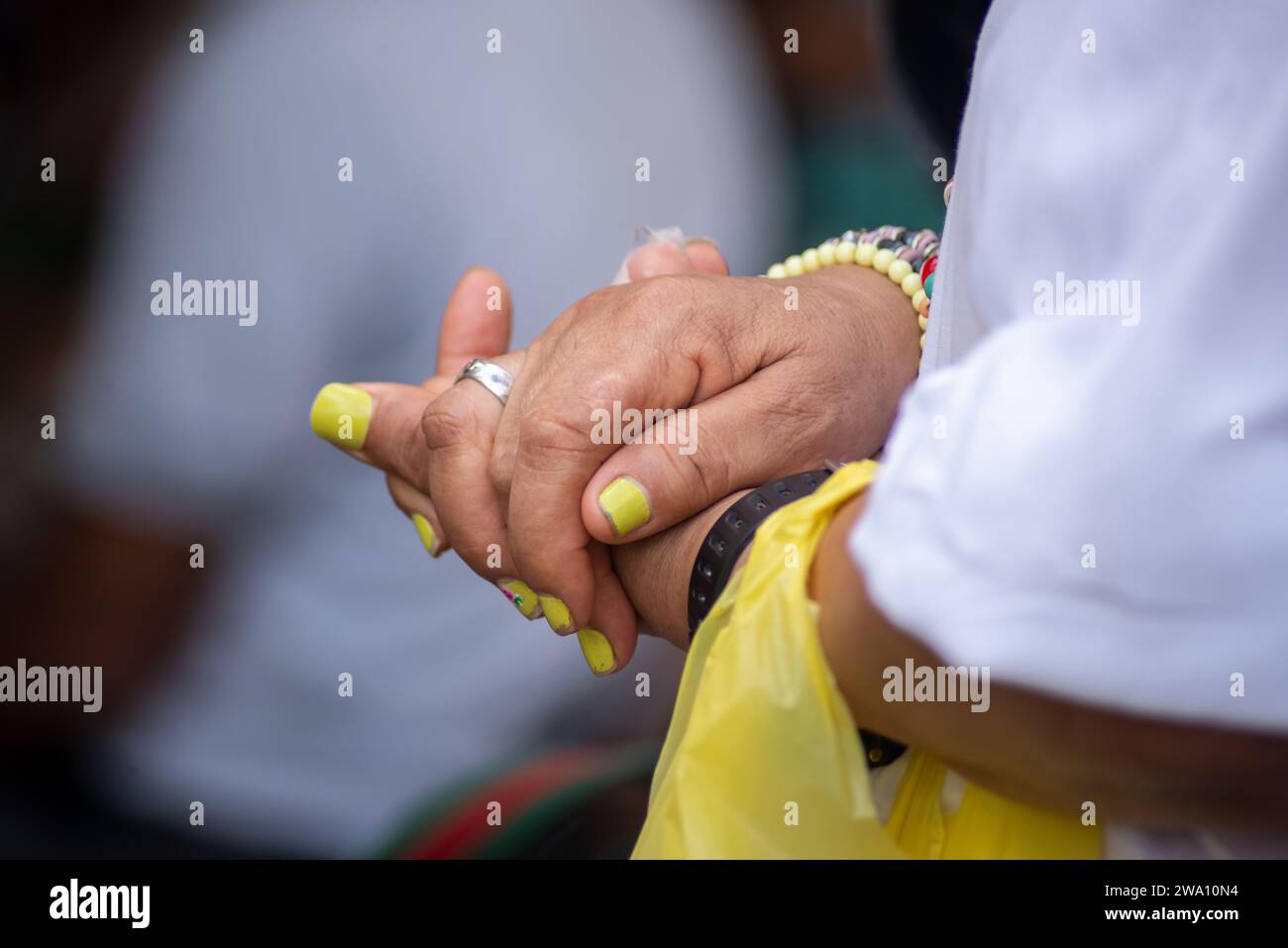 Hands of a religious person in prayer and peace. Concept of religiosity ...