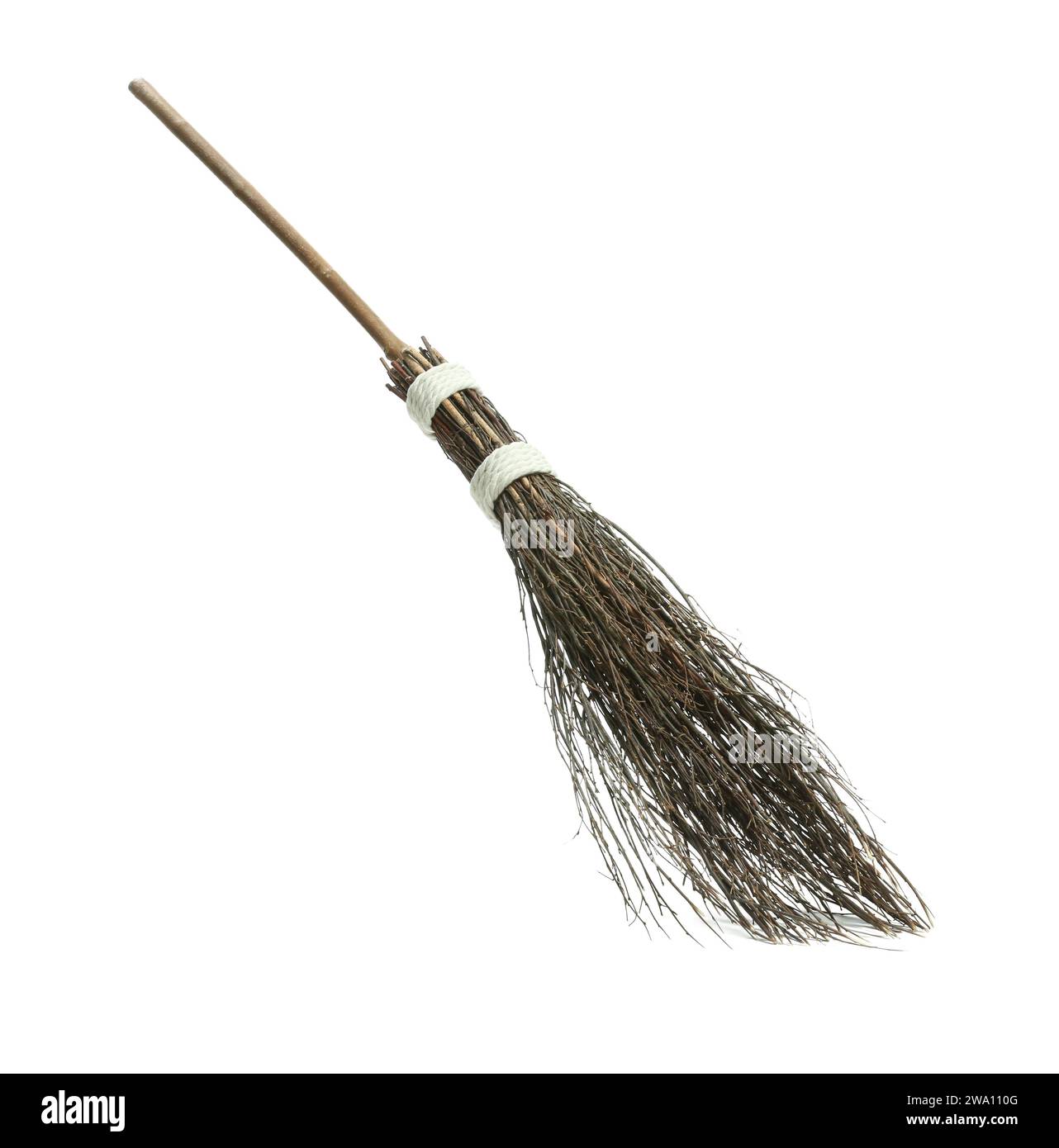 Old broom with wooden handle isolated on white Stock Photo - Alamy