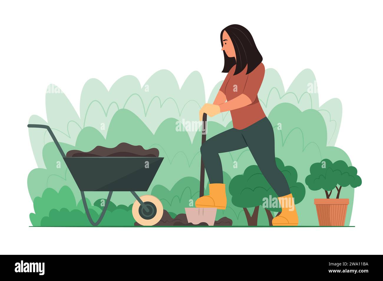 Girl digging soil Stock Vector Images - Alamy