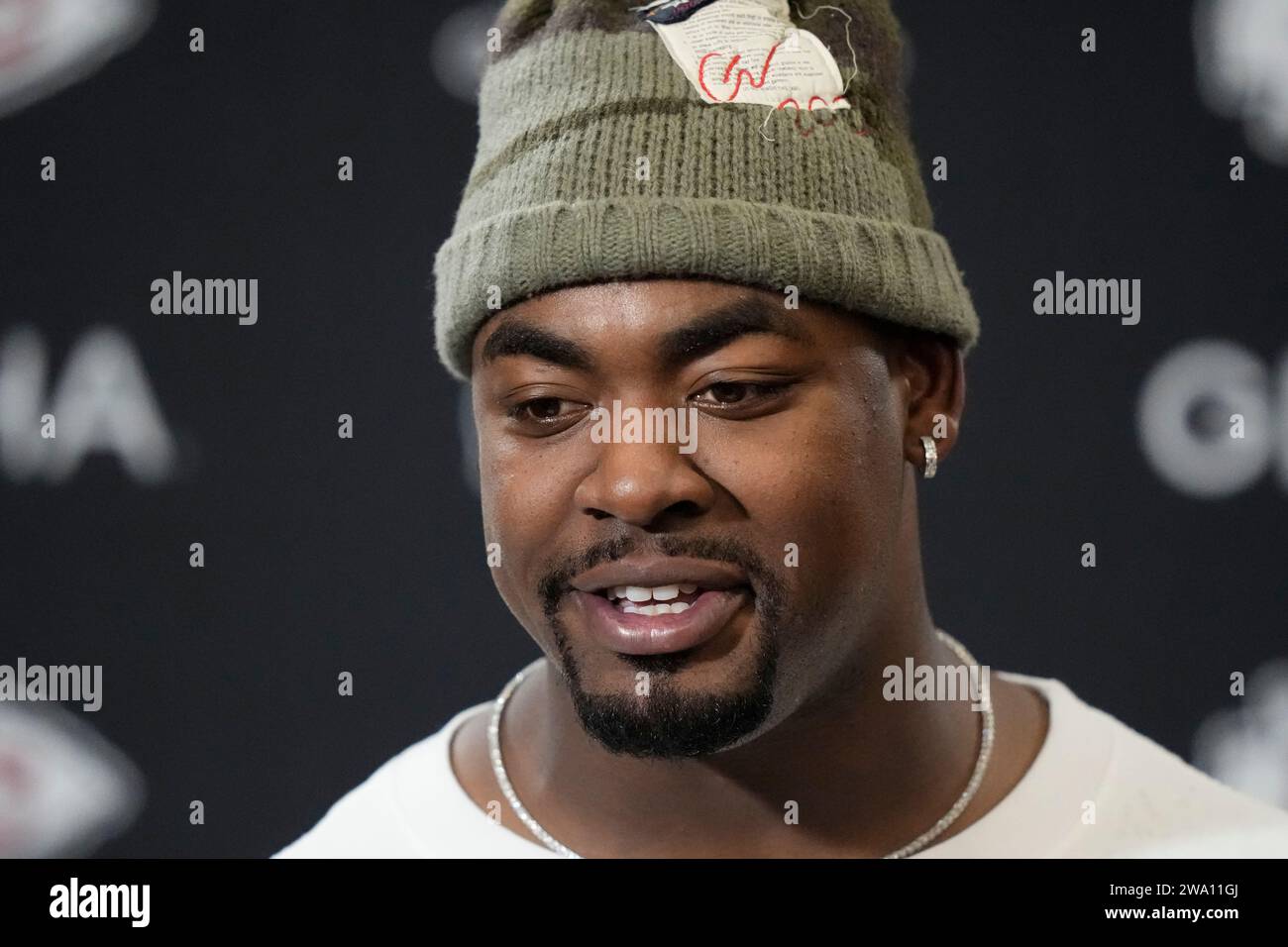 Kansas City Chiefs defensive tackle Chris Jones speaks following an NFL ...