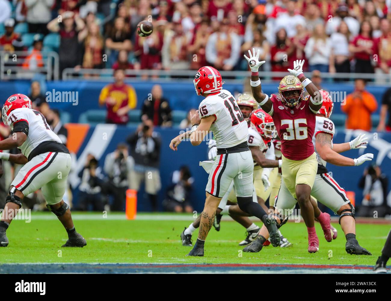 December 30, 2023:.Georgia Bulldogs quarterback Carson Beck (15) throws ...
