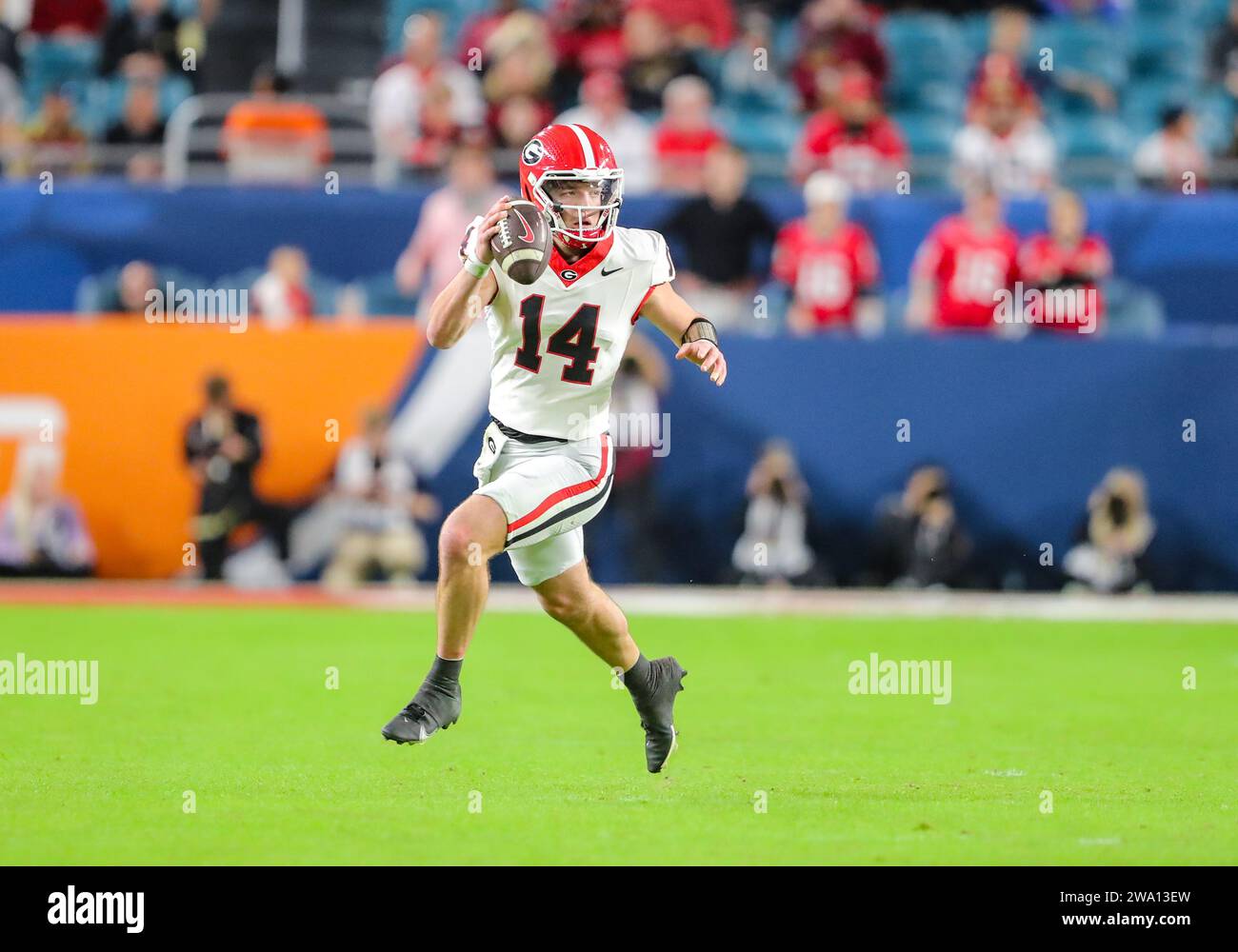 December 30, 2023:.Georgia Bulldogs quarterback Gunner Stockton (14 ...
