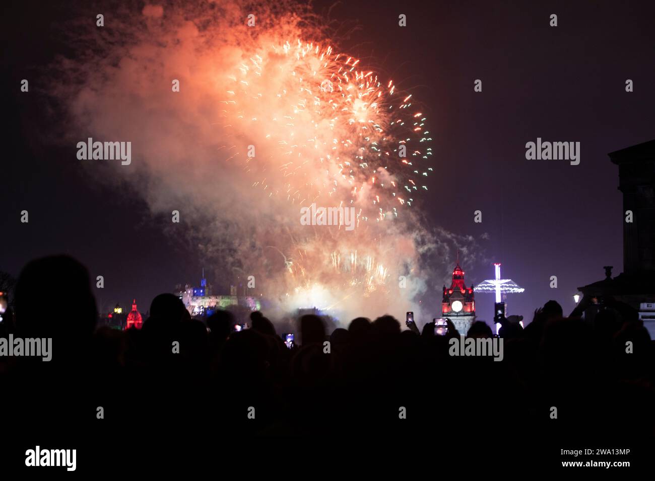Edinburgh. Scotland 1st January 202u. Fireworks over the Edinburgh ...
