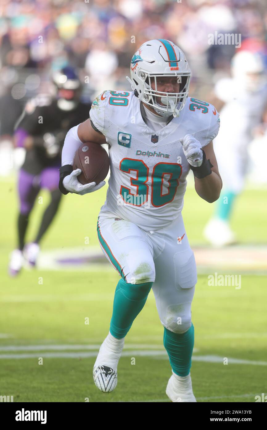 Baltimore, MD, USA. 31st Dec, 2023. Miami Dolphins FB Alec Ingold (30 ...