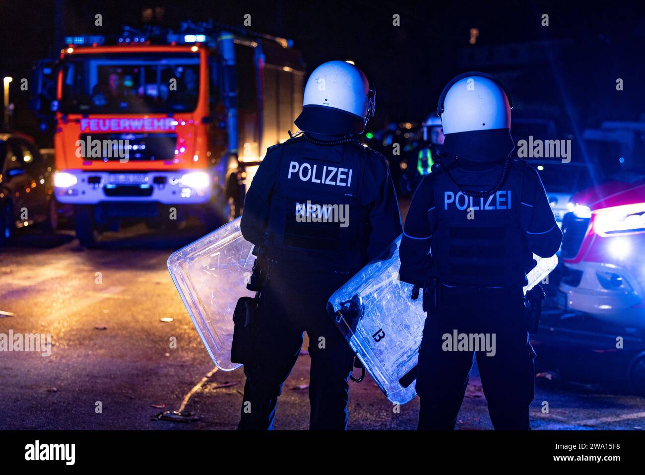 Solingen, Germany. 01st Jan, 2024. Police officers are deployed on ...