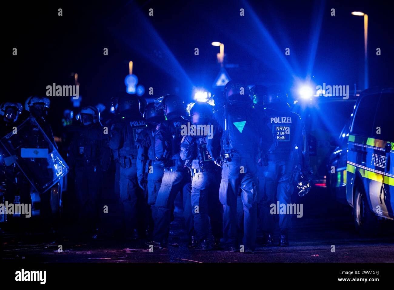 Solingen, Germany. 01st Jan, 2024. Police officers are deployed on ...