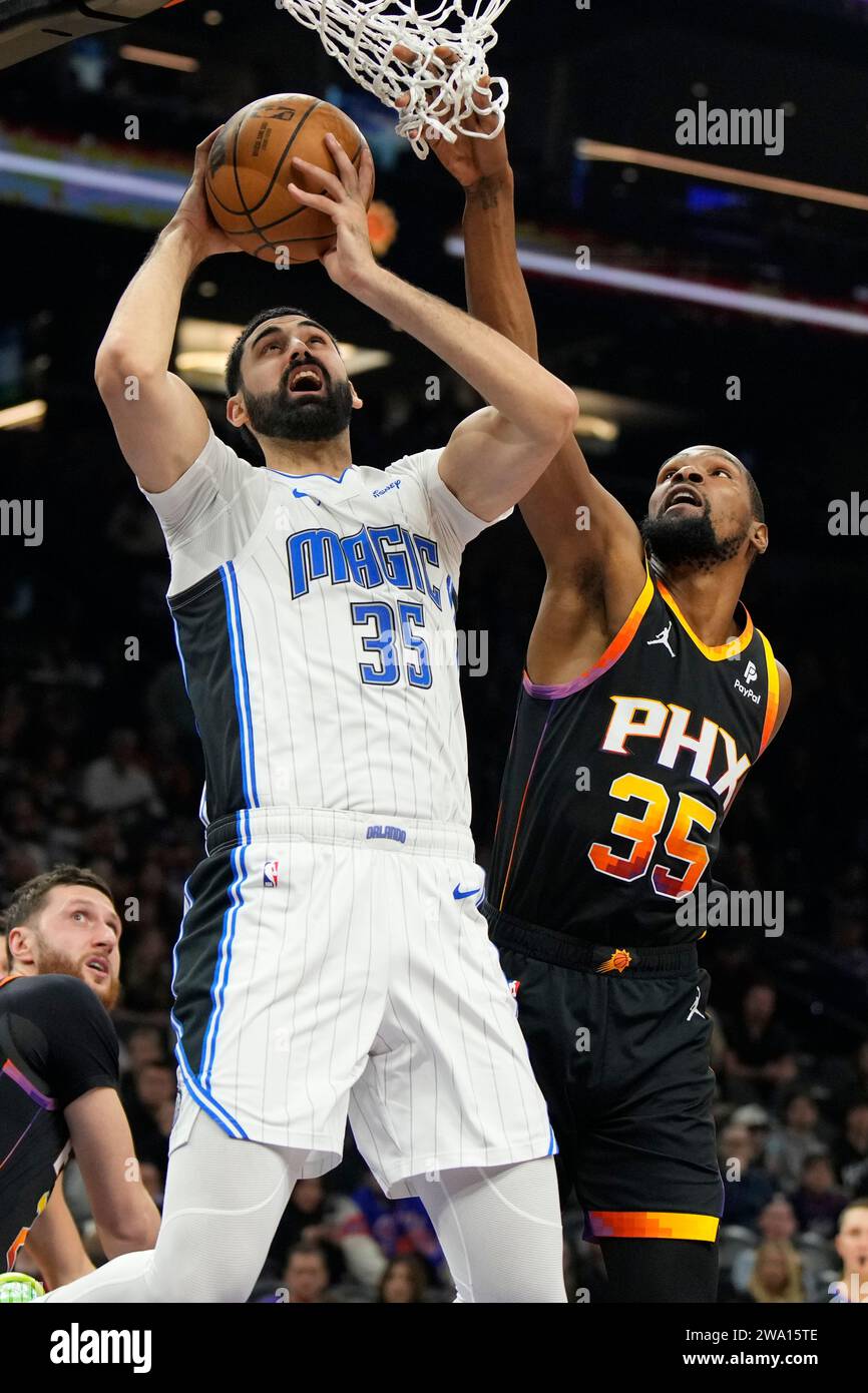Orlando Magic center Goga Bitadze (35) goes up to score against Phoenix ...