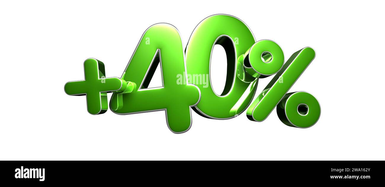 plus 40 Percent 3d illustration sign on white background have work path ...