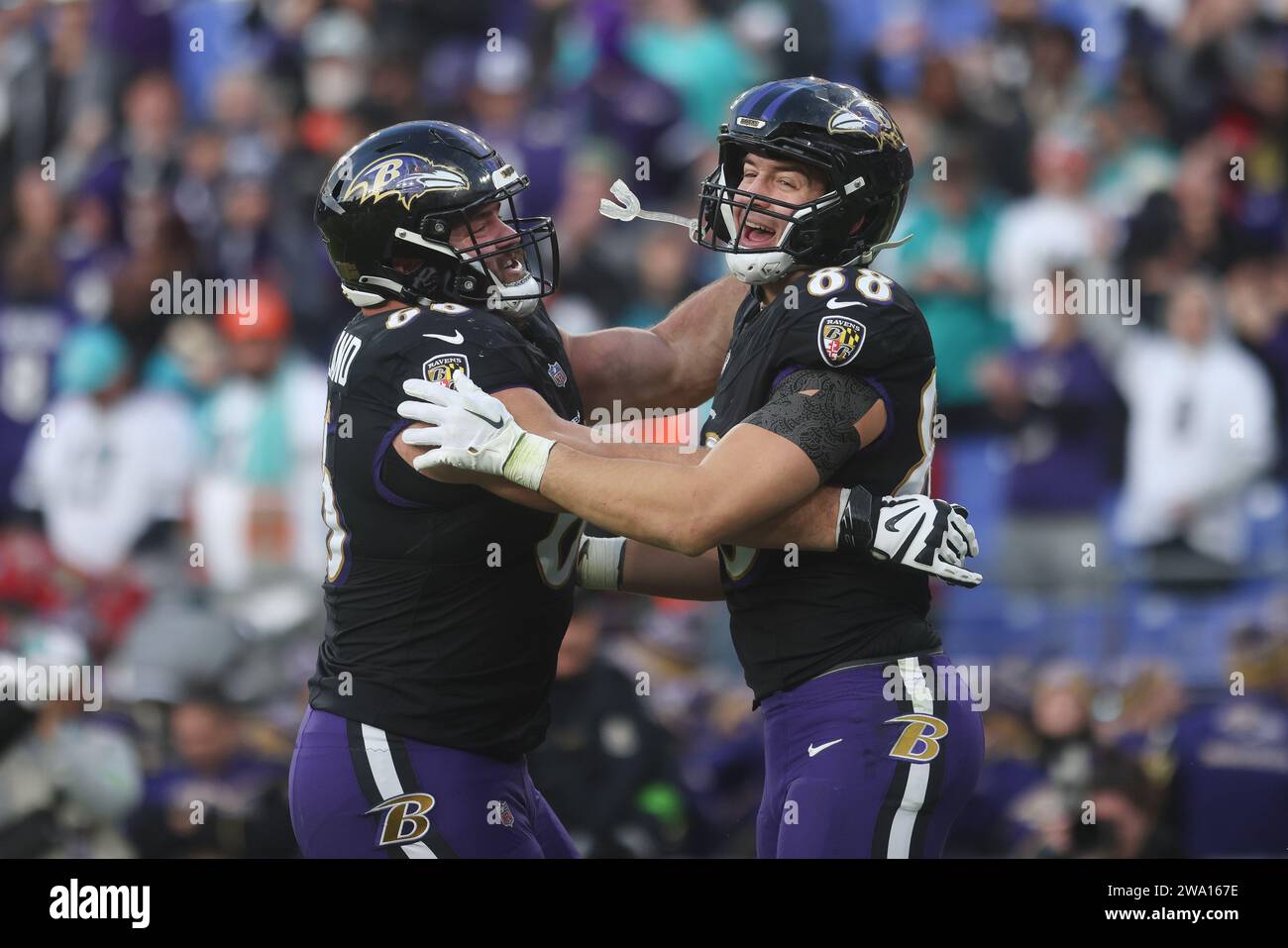 Baltimore, MD, USA. 31st Dec, 2023. Baltimore Ravens TE Charlie Kolar ...
