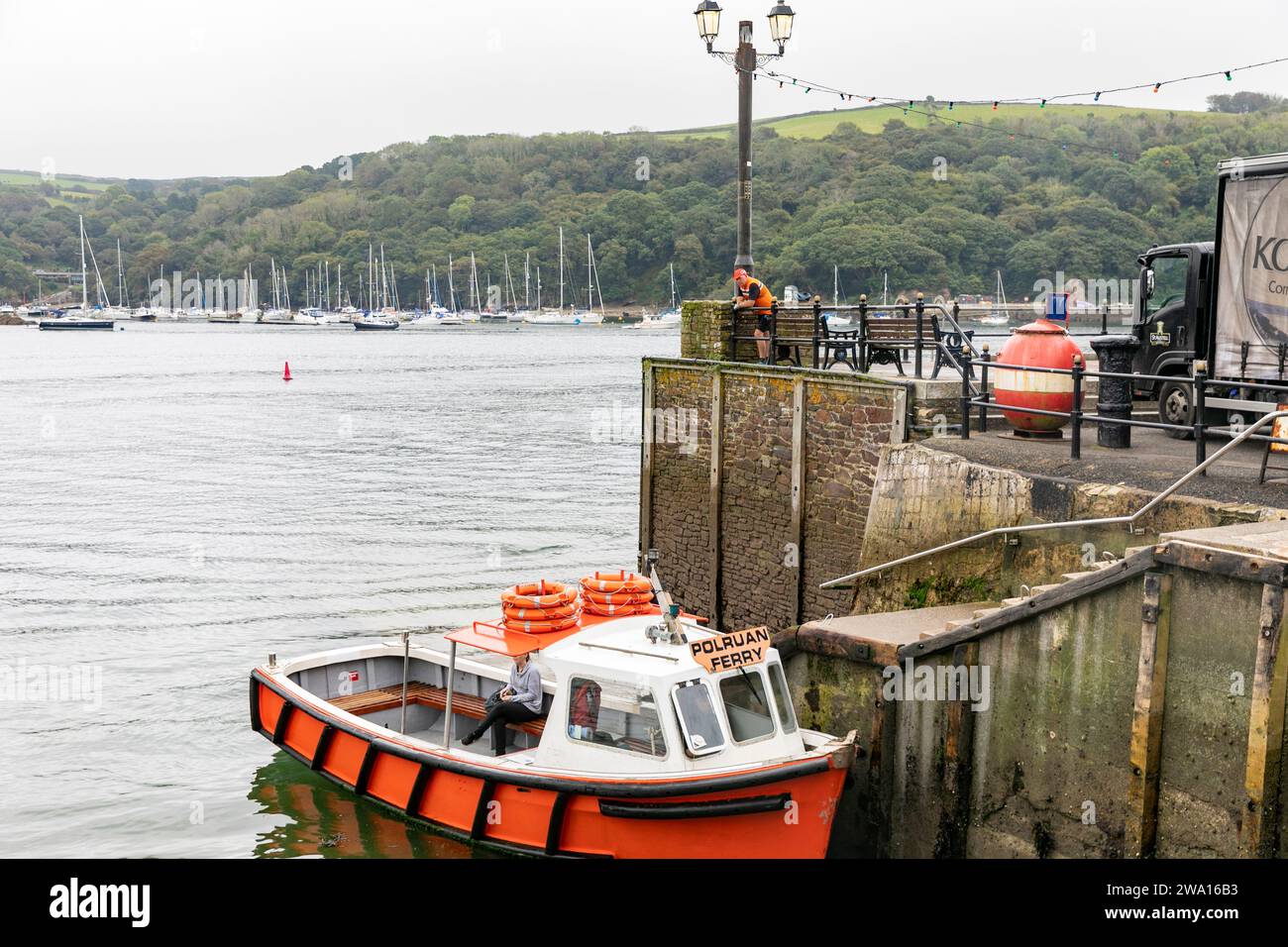 Autumn 2023, Fowey in Cornwall England, small ferry boat to Polruan ...