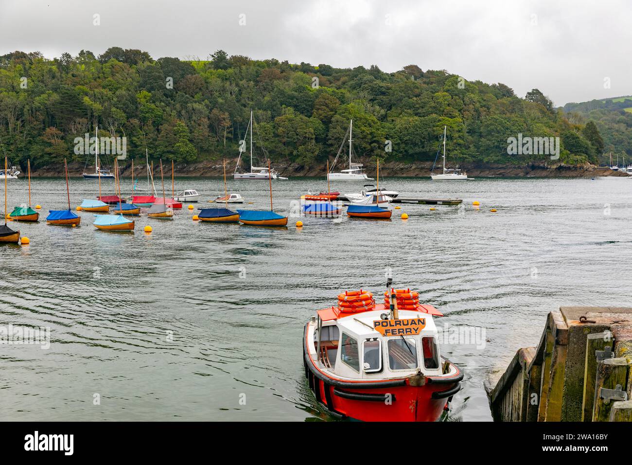 Autumn 2023, Fowey in Cornwall England, small ferry boat to Polruan ...