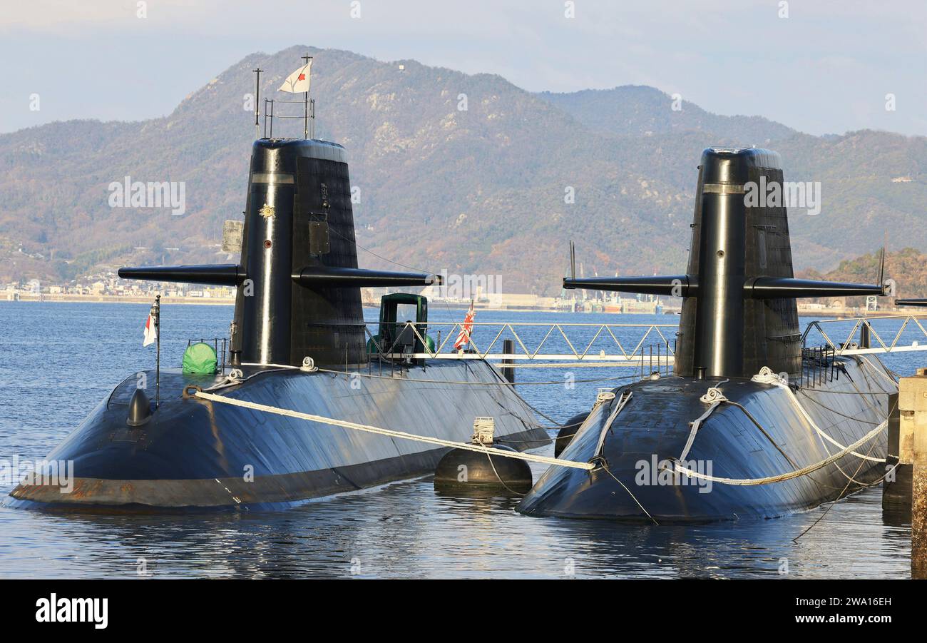 Submarines of Japan Maritime Self Defense Forces (JMSDF) are pictured ...