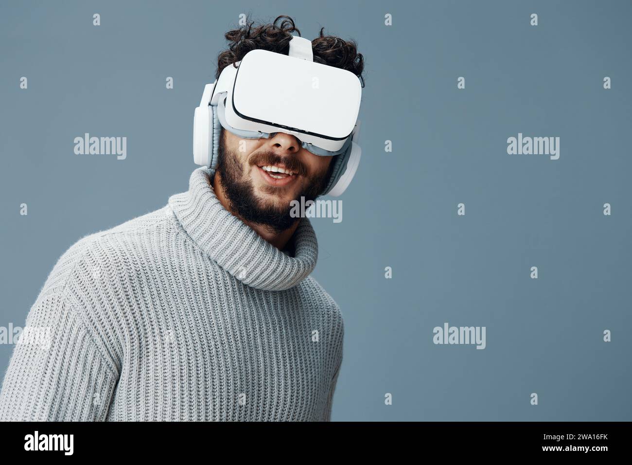 Tech man gadget game vr goggles virtual digital reality glasses modern ...