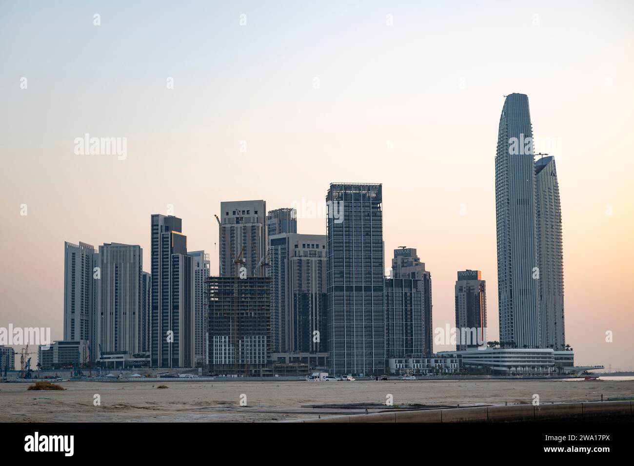 Dubai, United Arab Emirates. 29th Dec, 2023. The Dubai cityscape viewed ...