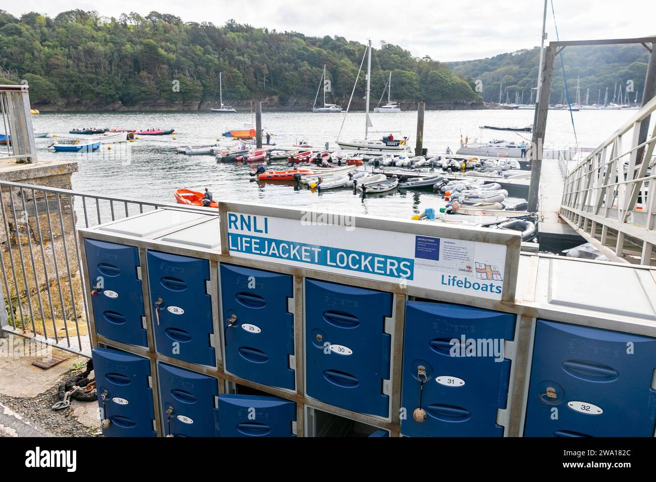 RNLI lifejacket lockers in Fowey Cornwall,England,Uk,2023 Stock Photo - Alamy
