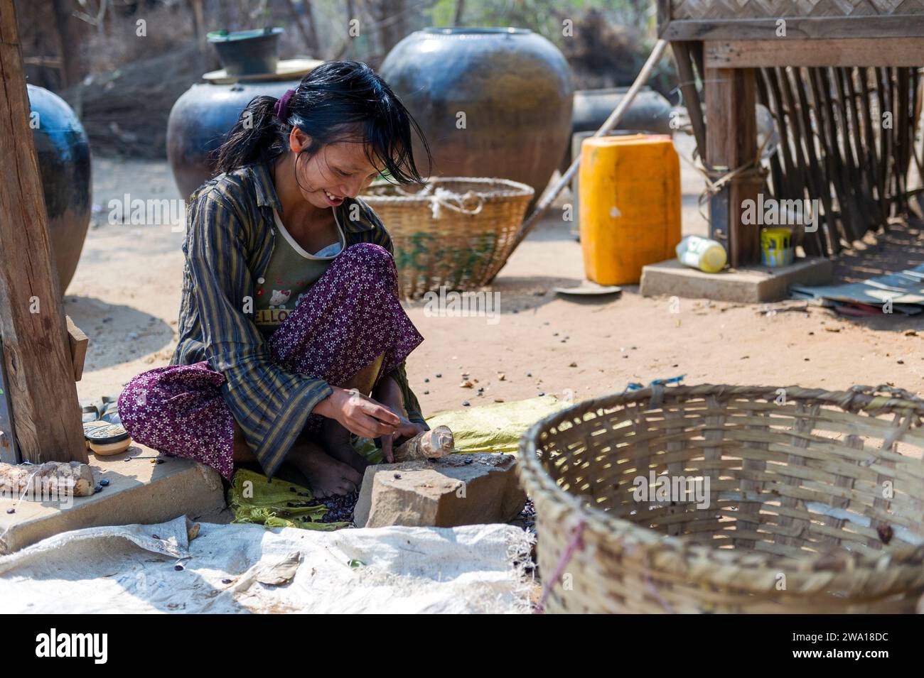 Villagers in Nyaung-U, the Mandalay region Myanmar Burma Stock Photo ...