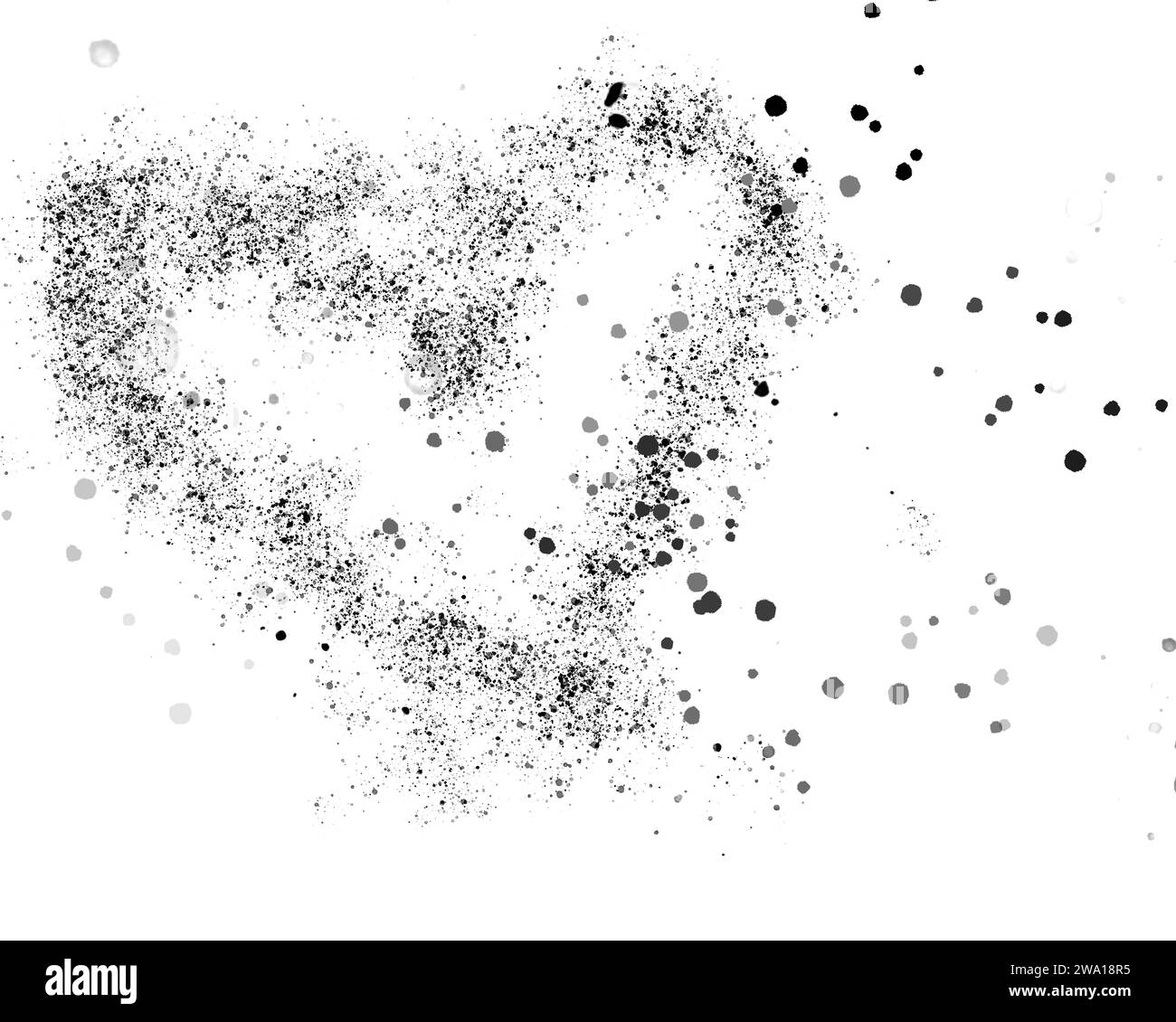 Abstract ink splatter on white background with heart shape Stock Photo ...